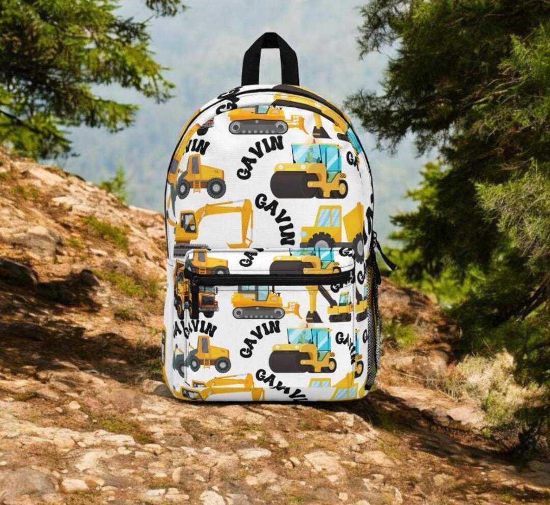Personalized Backpack Construction Back to School Boys Bag Kids Toddler ...