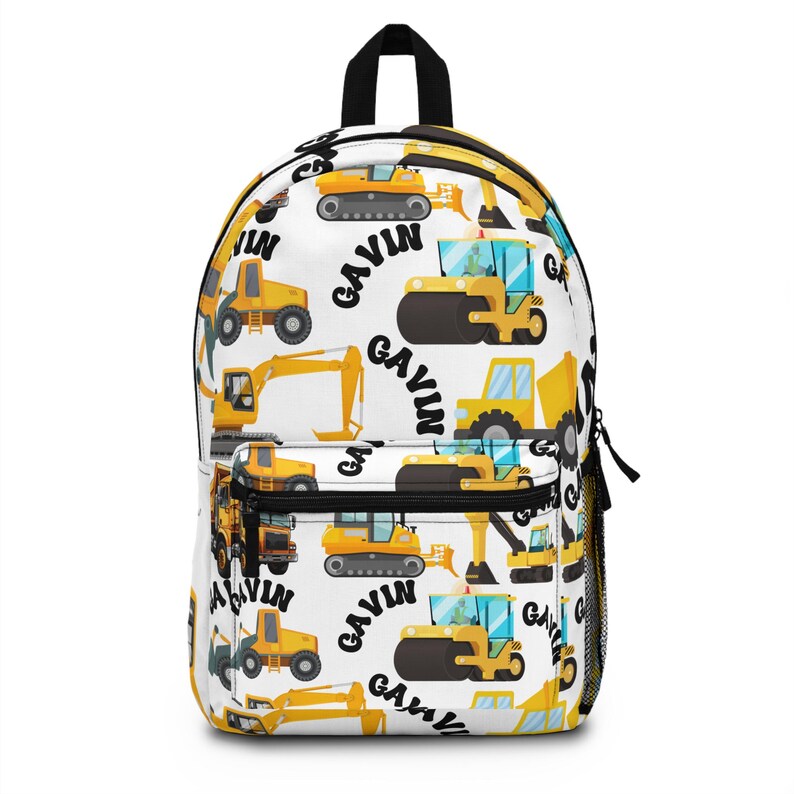 Personalized Backpack Construction Back to School Boys Bag Kids Toddler ...