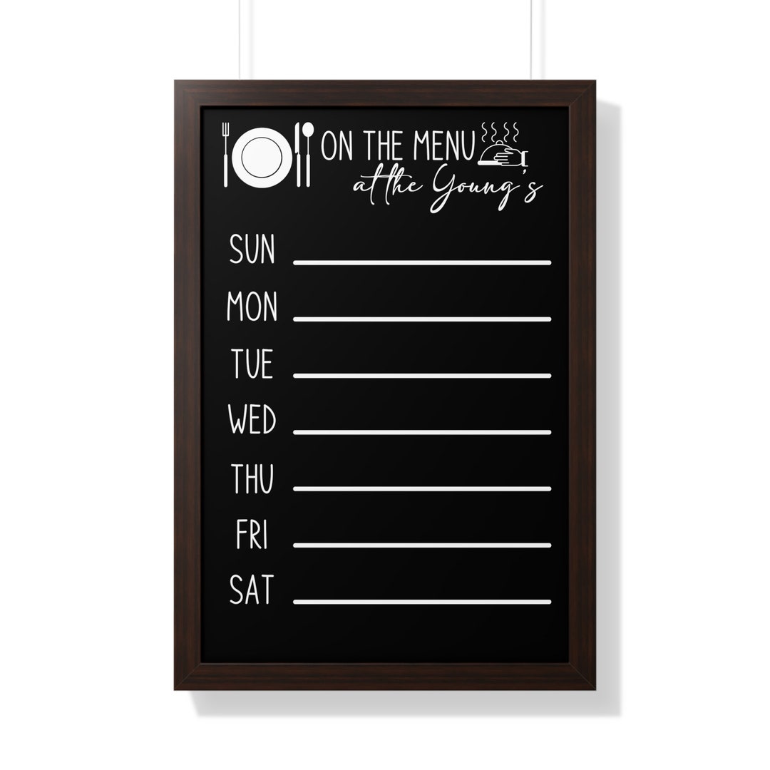 Menu for the Week Personalized Wall Art, Wall Art Menu for the Week ...
