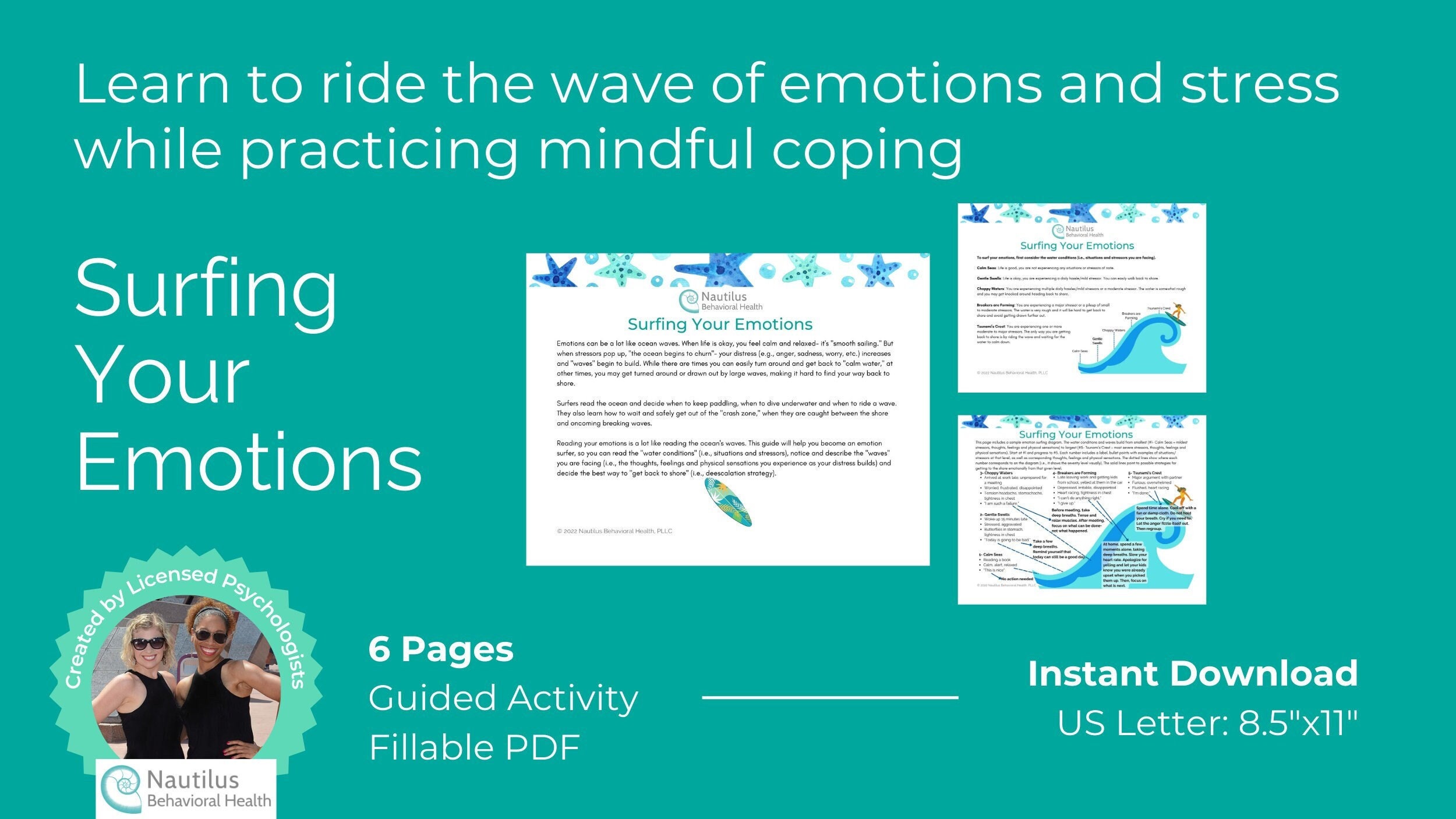 Surfing Your Emotions Emotion Regulation Worksheet - Etsy
