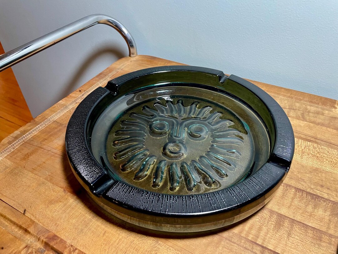 Very Rare Large 11" Thick Glass Sun Face Ashtray - Whitefrairs Style - Etsy