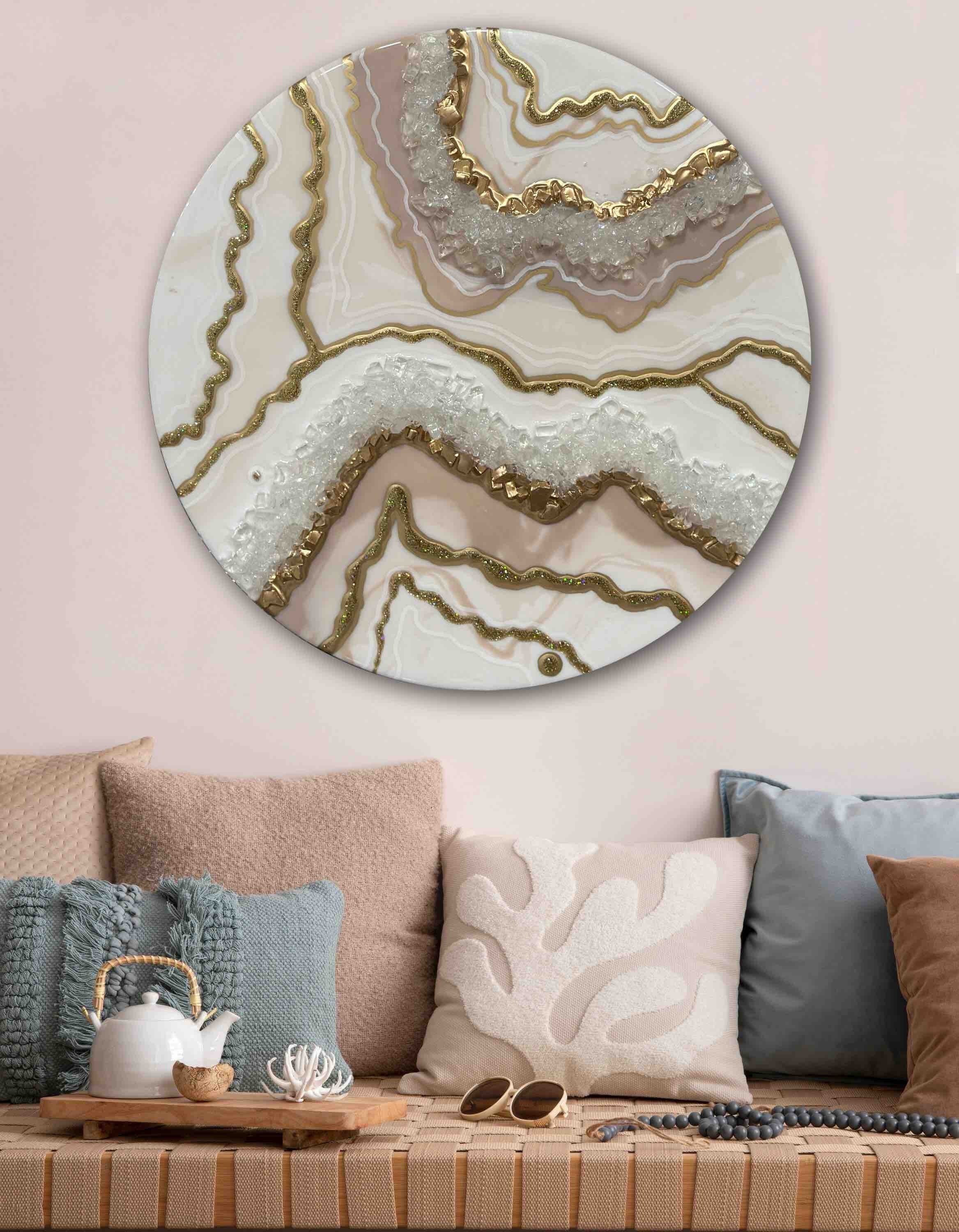 Wall Art, 24” Gold | Gold Geode | Resin Painting | Resin Art | Pearl ...