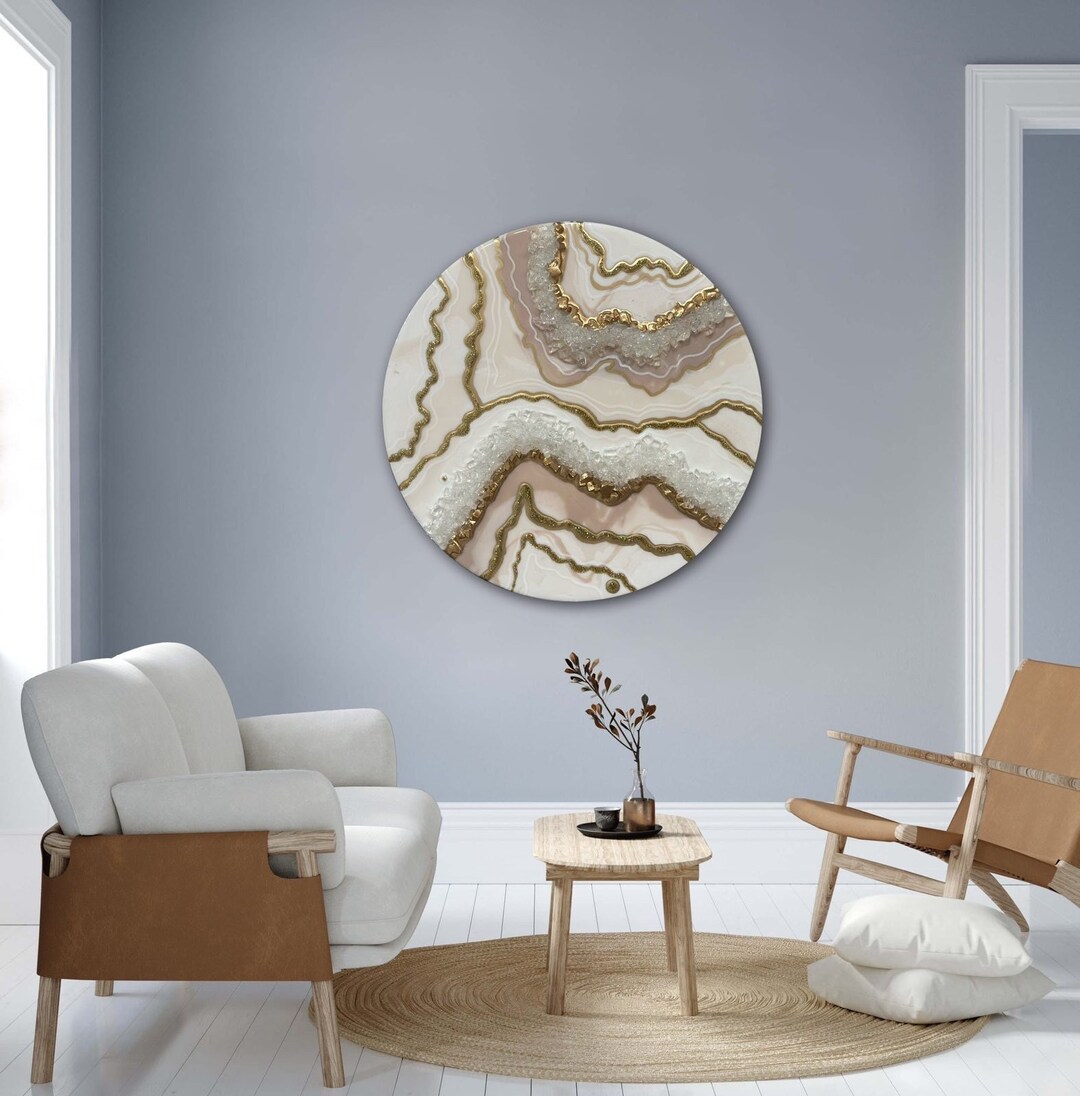 Wall Art, 24” Gold | Gold Geode | Resin Painting | Resin Art | Pearl ...