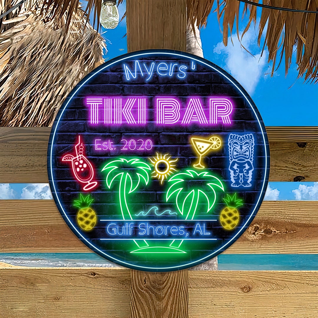 Personalized Tiki Bar Sign, Tiki Lounge Sign, Tiki Decorations, Bar ...