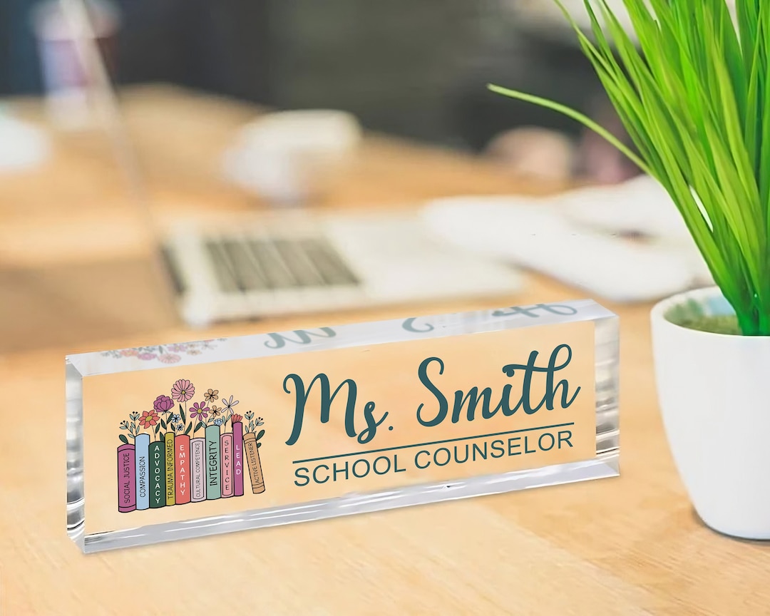 School Counselor Desk Name Plate, School Counselor Sign, Child ...