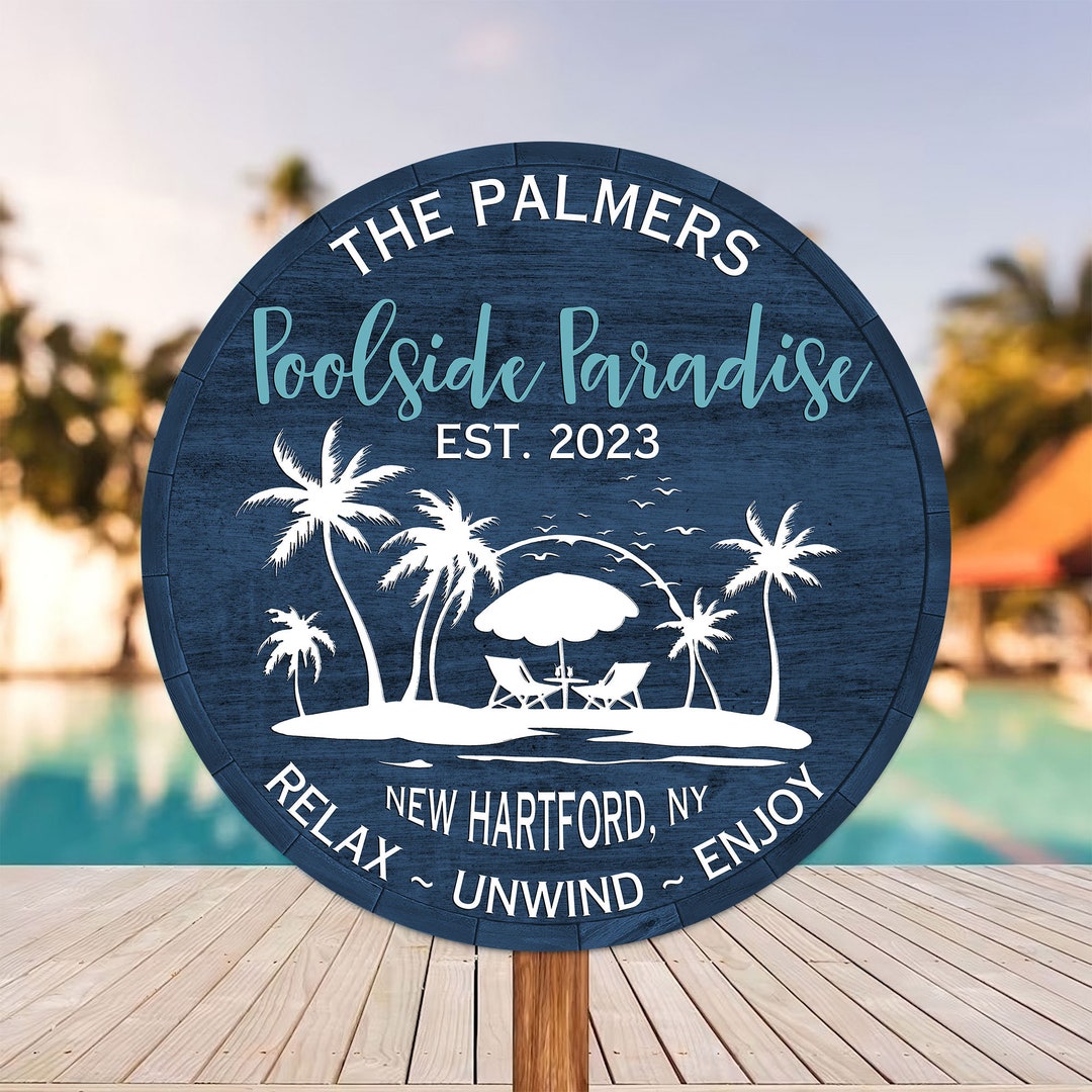 Personalized Pool Sign, Swimming Pool Decor, Backyard Sign, Backyard ...