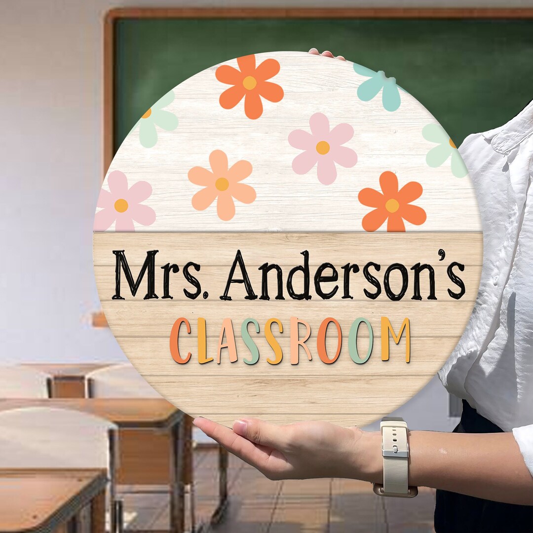 Personalized Teacher Name Sign, Classroom Door Hanger, First Grade ...