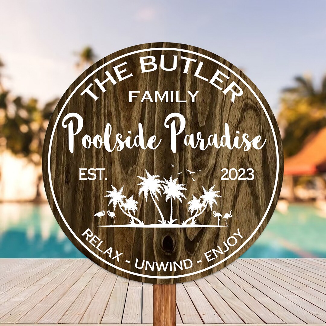 Personalized Pool Sign, Swimming Pool Decor, Backyard Sign, Backyard ...