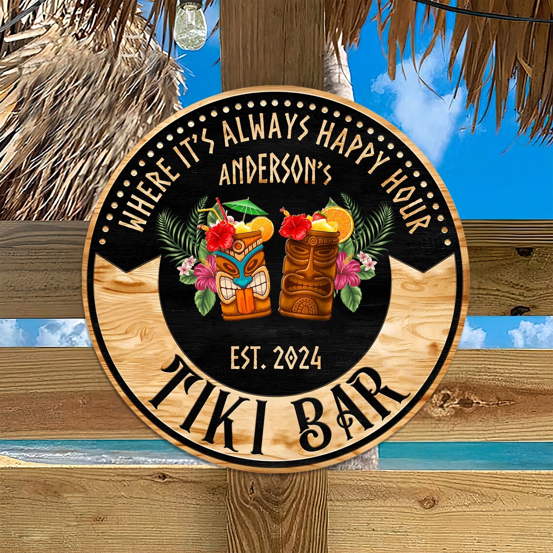 Personalized Tiki Bar Sign, Tiki Lounge Sign, Tiki Decorations, Bar Decor, Summer Gift, Pool Bar ...