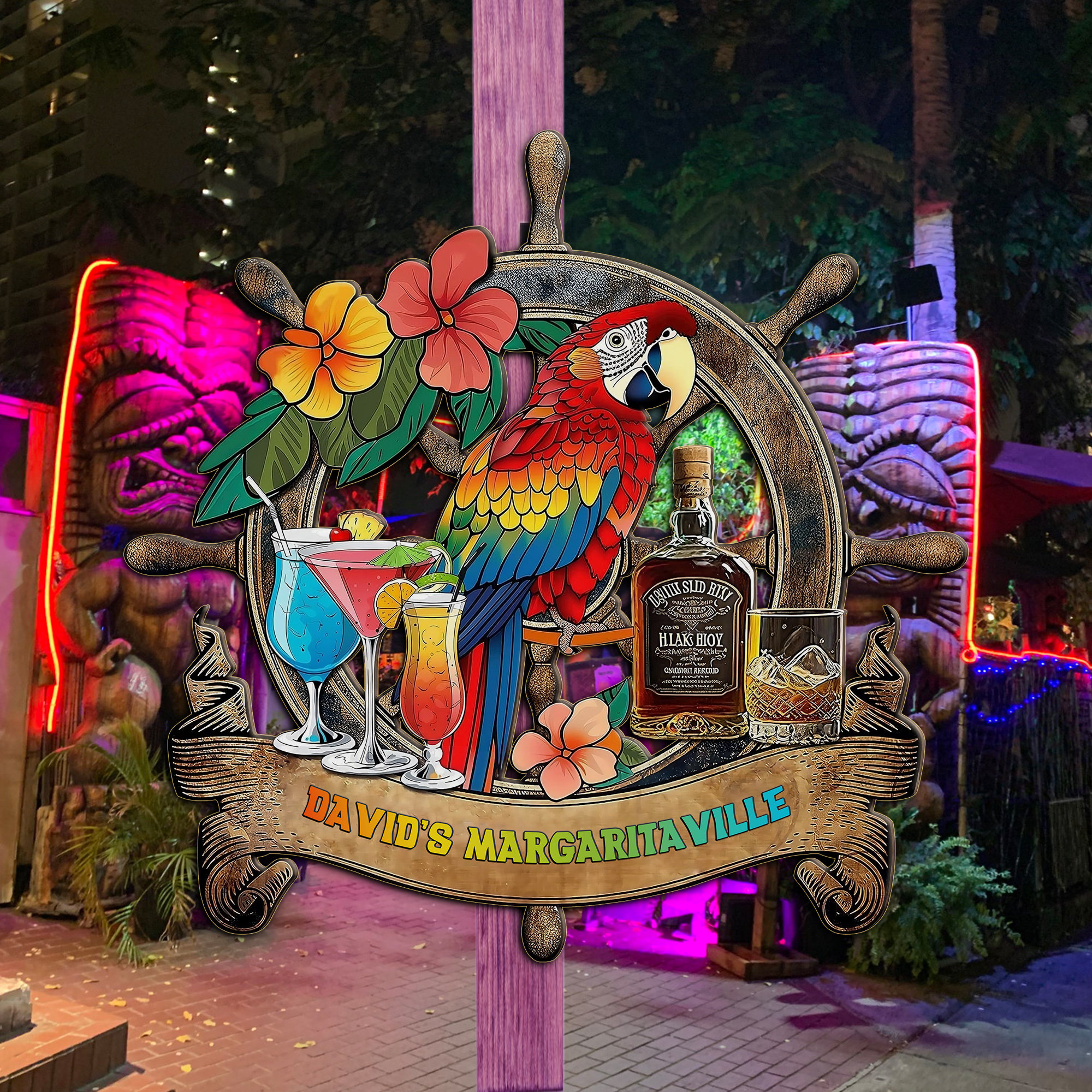 Personalized Tiki Bar Sign, Tiki Lounge Sign, Tiki Decorations, Bar ...