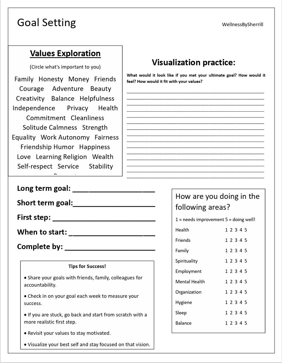 Goal Setting Printable Worksheet - Etsy