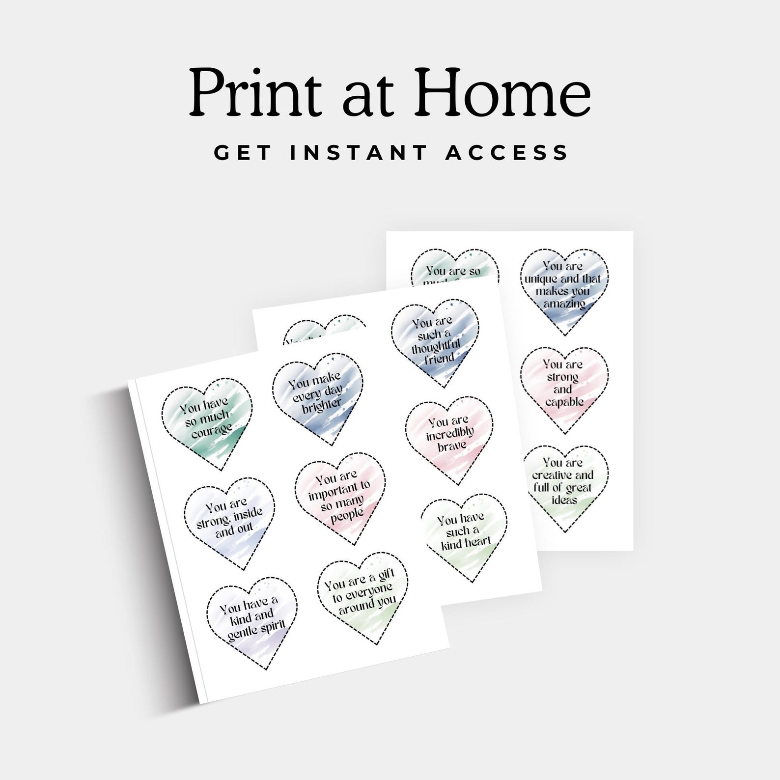 Kids Affirmation Notes: Printable Heart Messages (instant Download) - Etsy