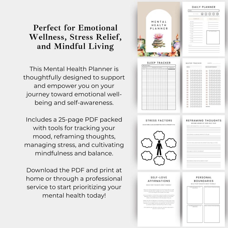 Printable Mental Health Planner Adults, Self-care Journal, Emotional ...