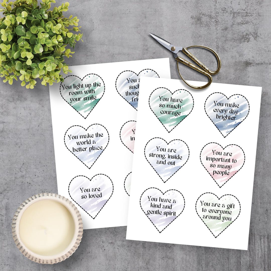 Kids Affirmation Notes: Printable Heart Messages (instant Download) - Etsy