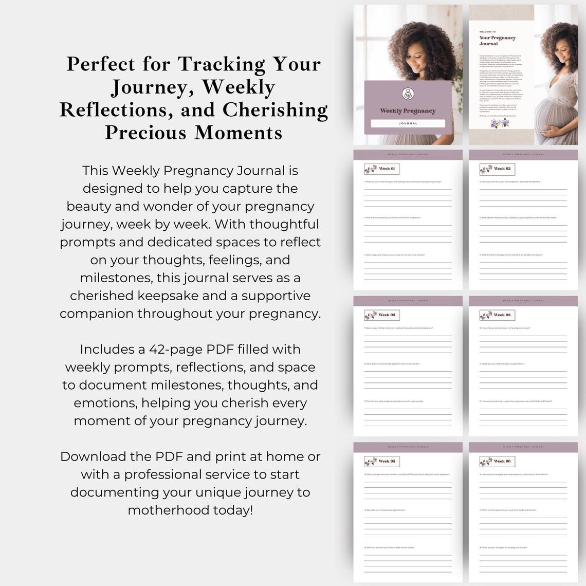 Pregnancy Reflection Journal | Printable Expecting Mom Tracker | Baby ...