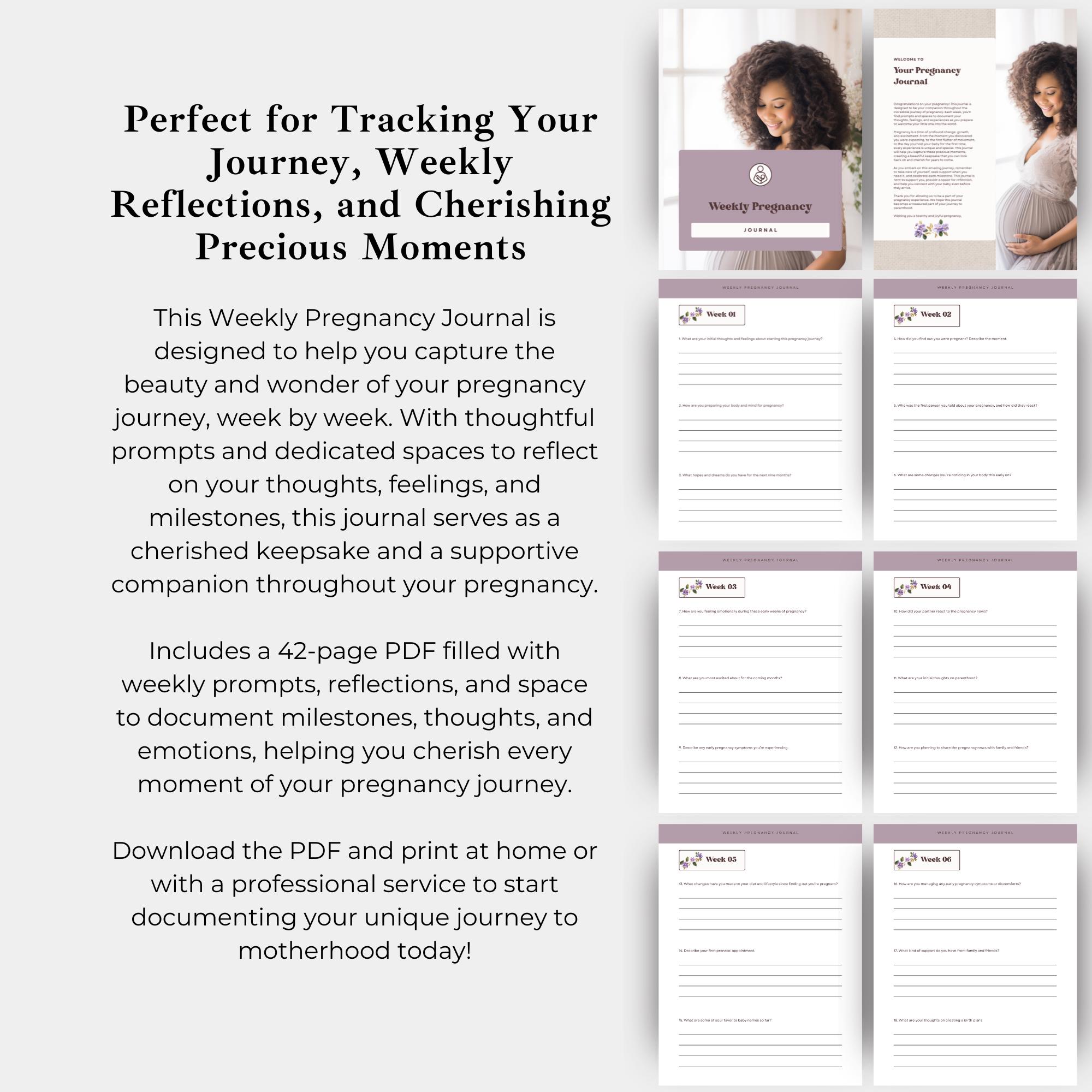 Pregnancy Reflection Journal | Printable Expecting Mom Tracker | Baby ...