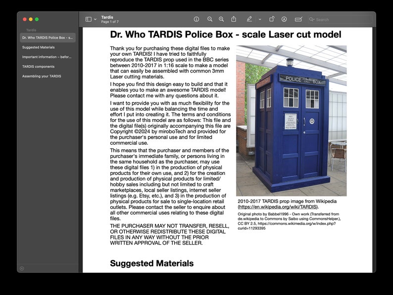 Dr. Who TARDIS Police Box – Scale Laser Cut Model Digital Files: SVG ...