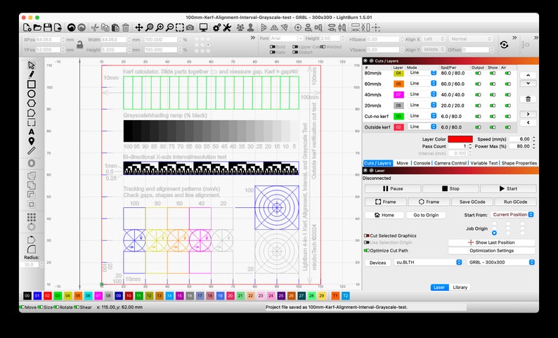4-in-1 Laser Kerf Calibration, Alignment, Resolution/interval, and ...