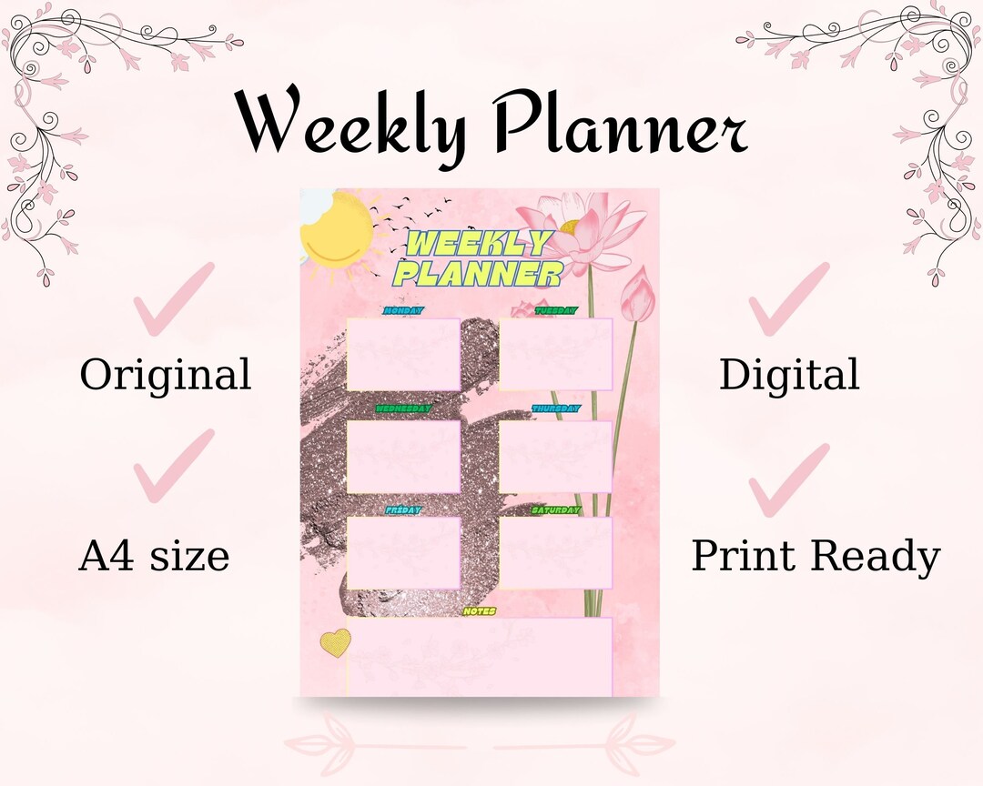 Floral Digital Planner Printable Planner Weekly Journal for Kids - Etsy