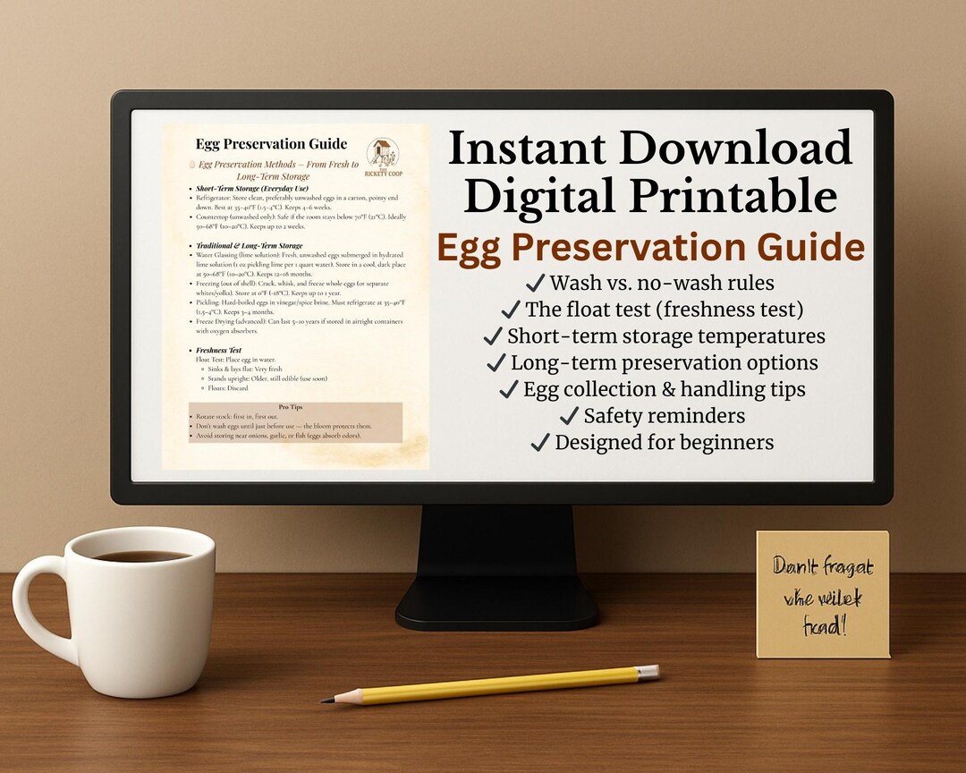 Egg Preservation Guide Printable | Freshness Test, Washing, Short ...