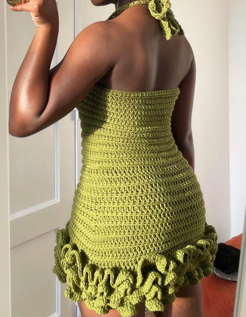 Robe Courte Au Crochet Kaki Robe Torsadée Au Crochet - Etsy