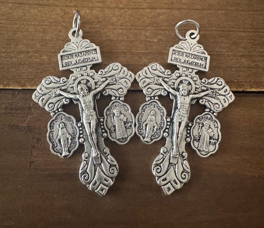 Silver Pardon Crucifix Set: Catholic Protection Medals - Etsy