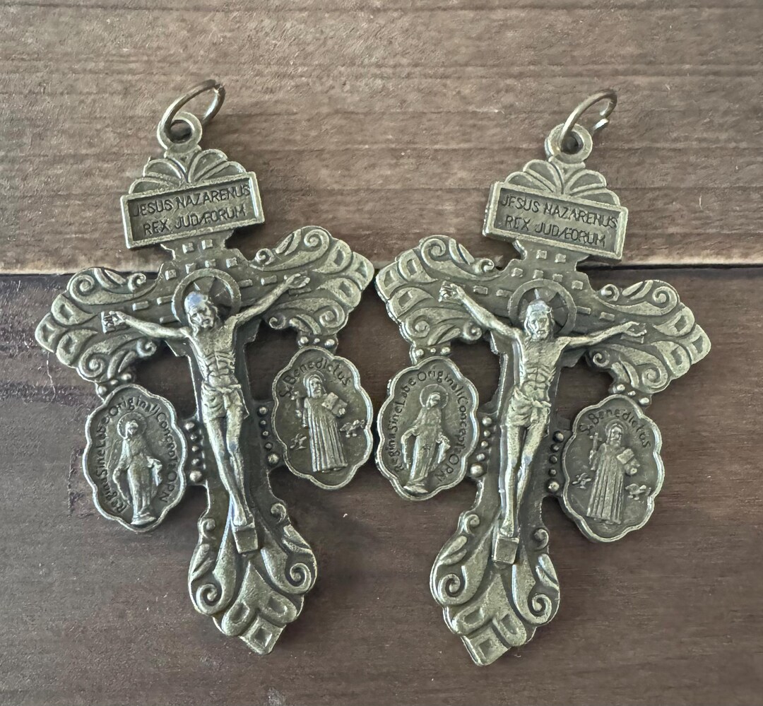 Bronze Pardon Indulgence Crucifix Set: Catholic Protection Medals - Etsy