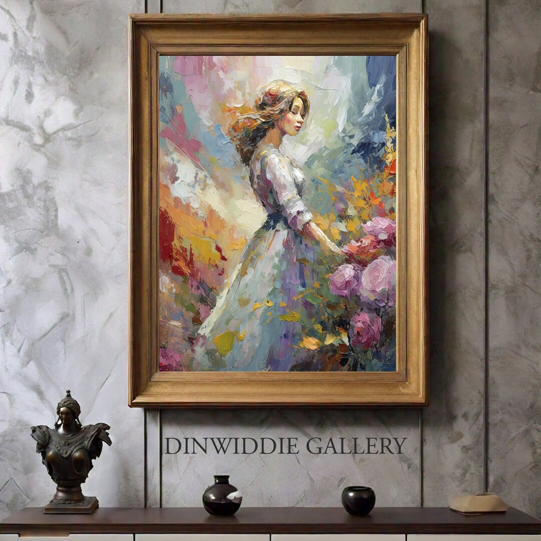 Timeless Elegance: Vintage Oil Portrait of a Woman, Classic Wall Art ...