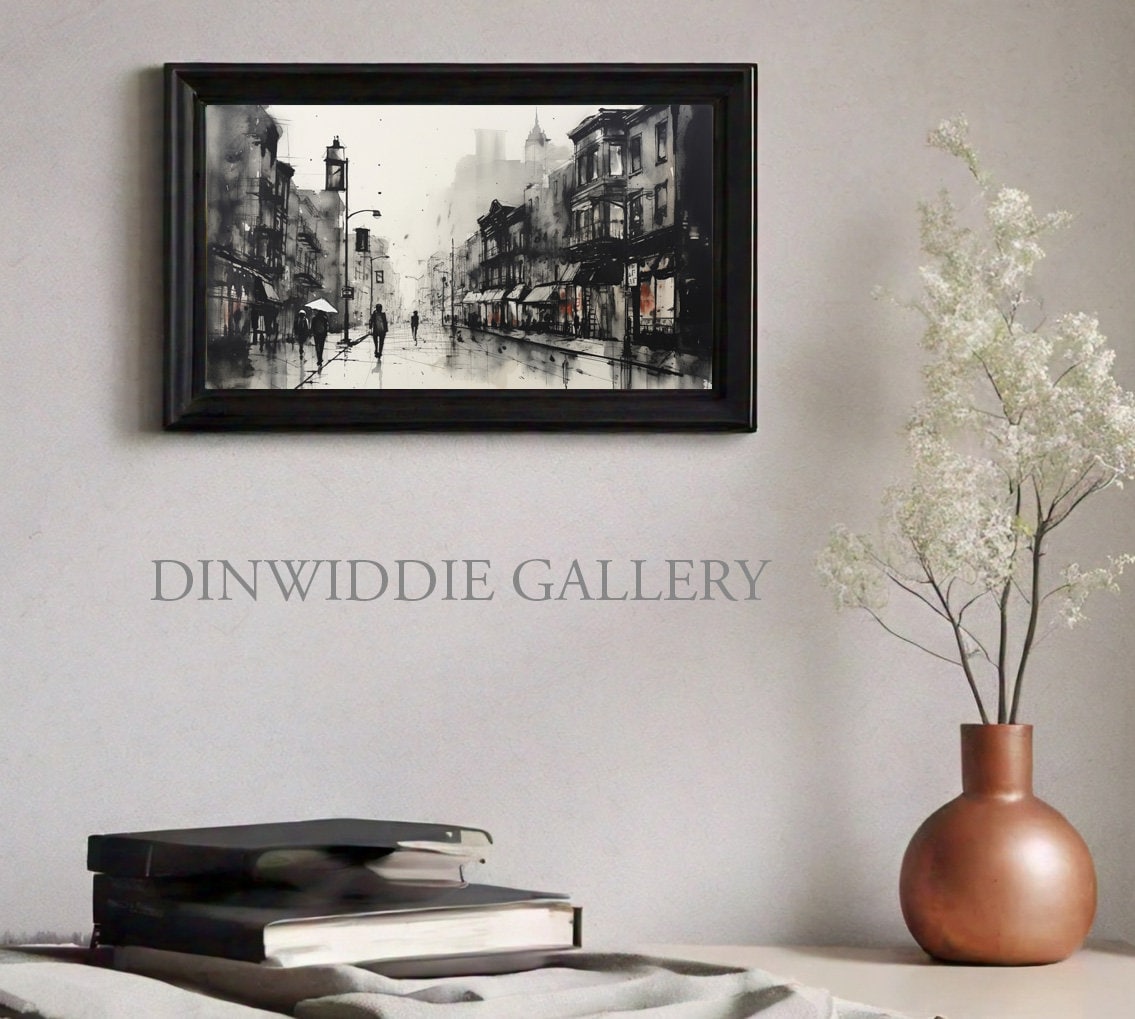 Vintage Sepia Cityscape Watercolor, Samsung Frame TV Art (digital ...