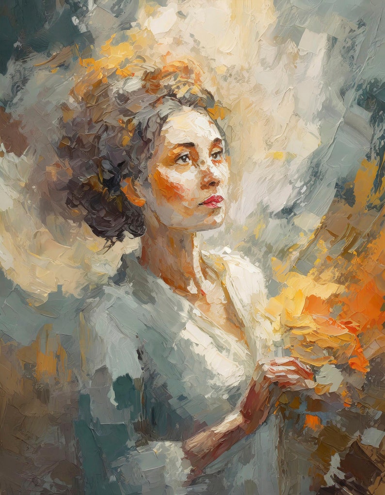 Timeless Elegance: Vintage Oil Portrait of a Woman, Classic Wall Art ...
