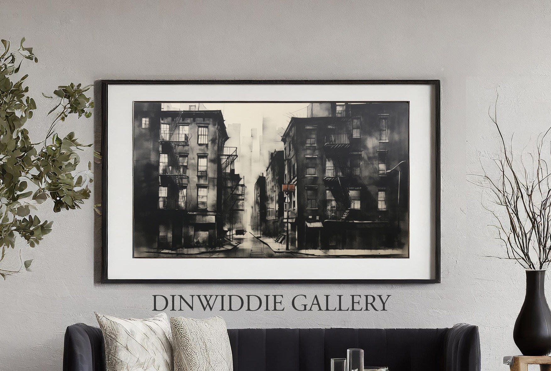 Vintage Sepia Cityscape, Watercolor Art for Samsung Frame TV (digital ...