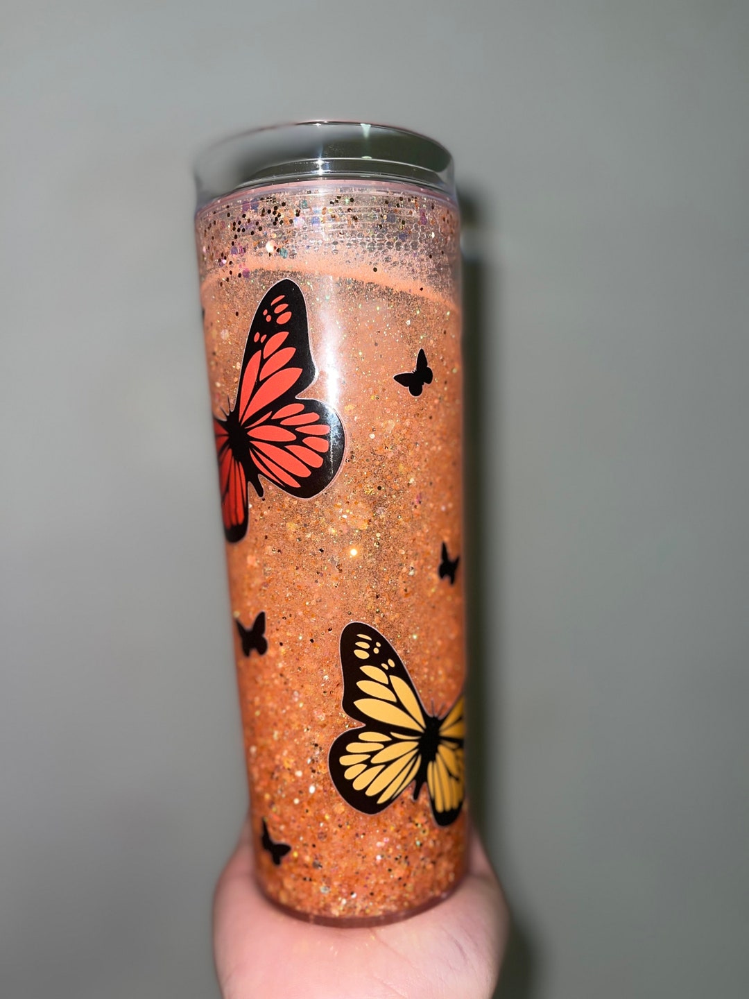 Butterfly Snow Globe Tumbler Acrylic With Lid and Straw - Etsy