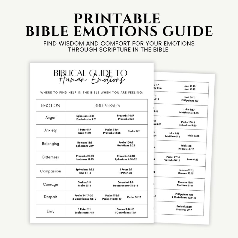 Printable Bible Emotions Guide: Christian Journal Page (PDF Download ...