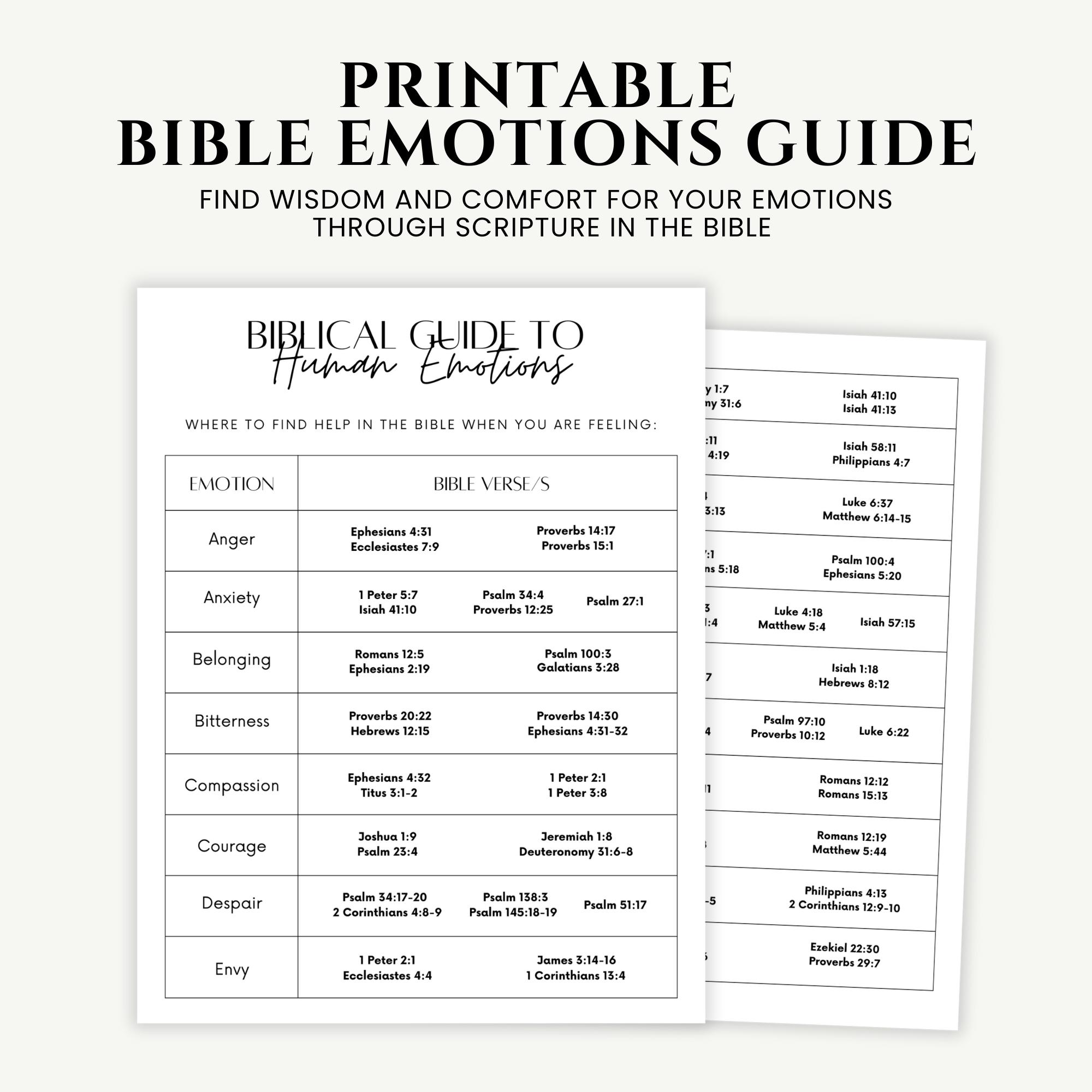 Printable Bible Emotions Guide: Christian Journal Page (PDF Download ...