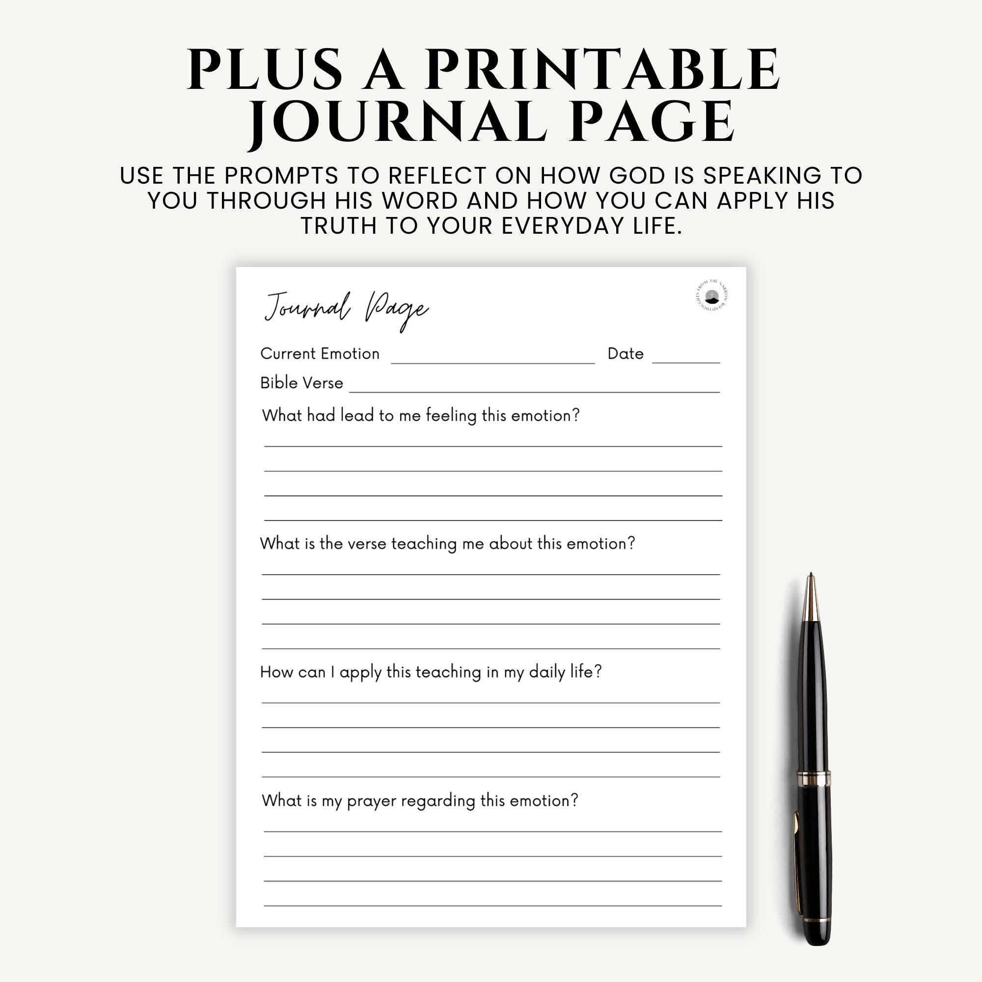 Printable Bible Emotions Guide: Christian Journal Page (PDF Download ...