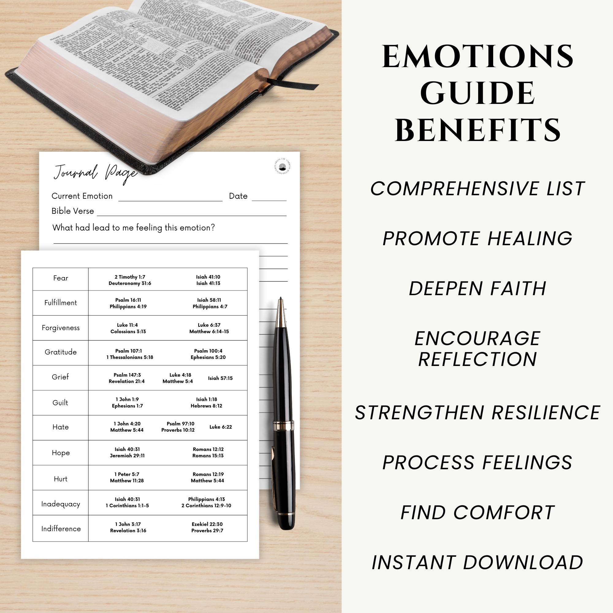 Printable Bible Emotions Guide: Christian Journal Page (PDF Download ...