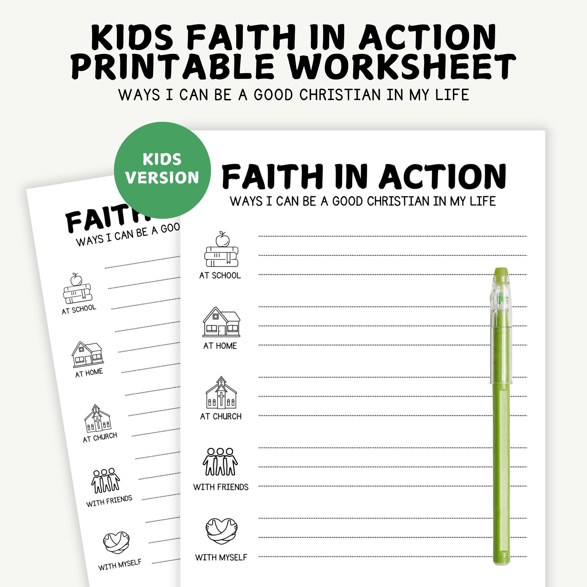 Printable Kids Christian Faith Worksheet | How I Can Be a Good ...