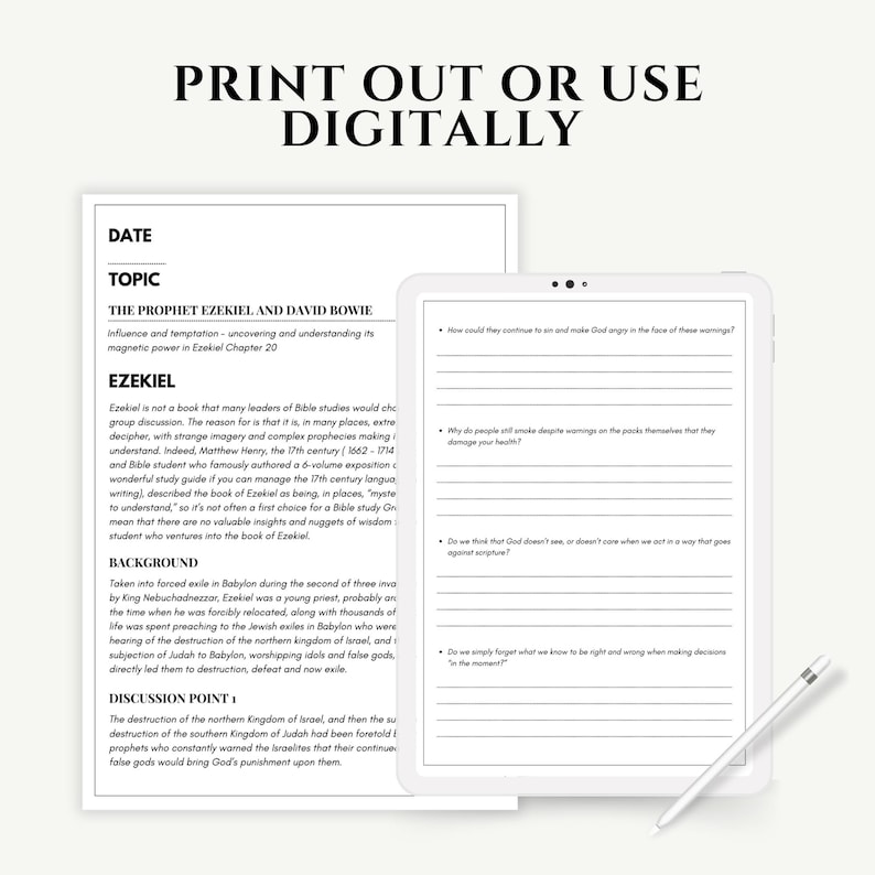Printable Bible Study Guides | Ezekiel & David Bowie | Ready to Use ...