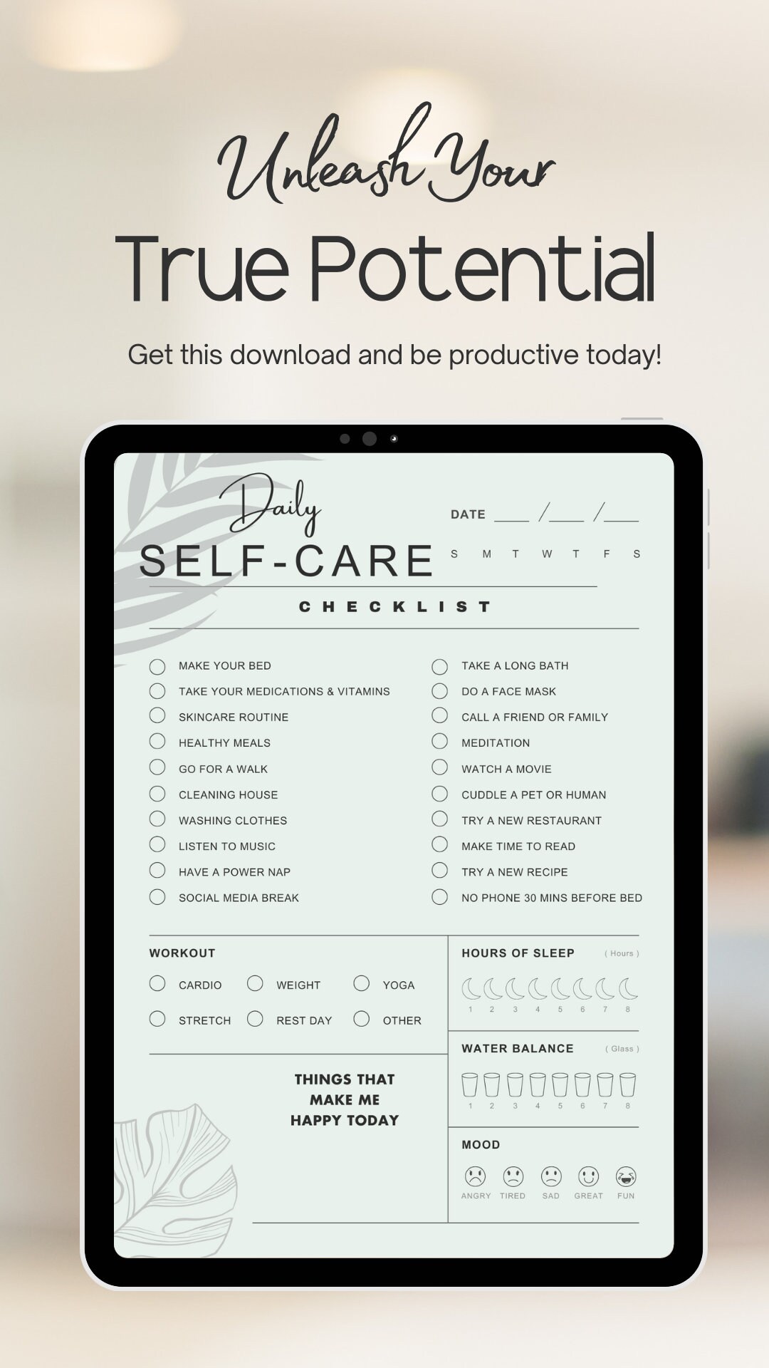 Self Care Daily Checklist - Etsy