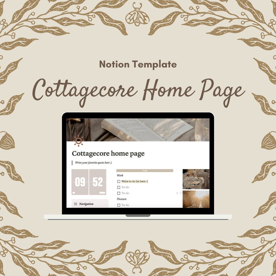Notion Home Page Template Cottagecore Aesthetic Organizational Brown ...