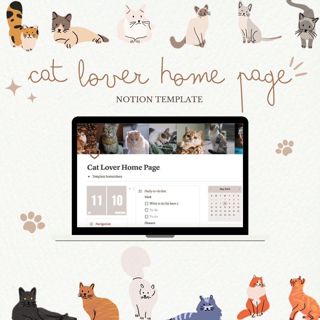 Notion Cat Home Page Template Unique Organization Wish-list Calendar ...