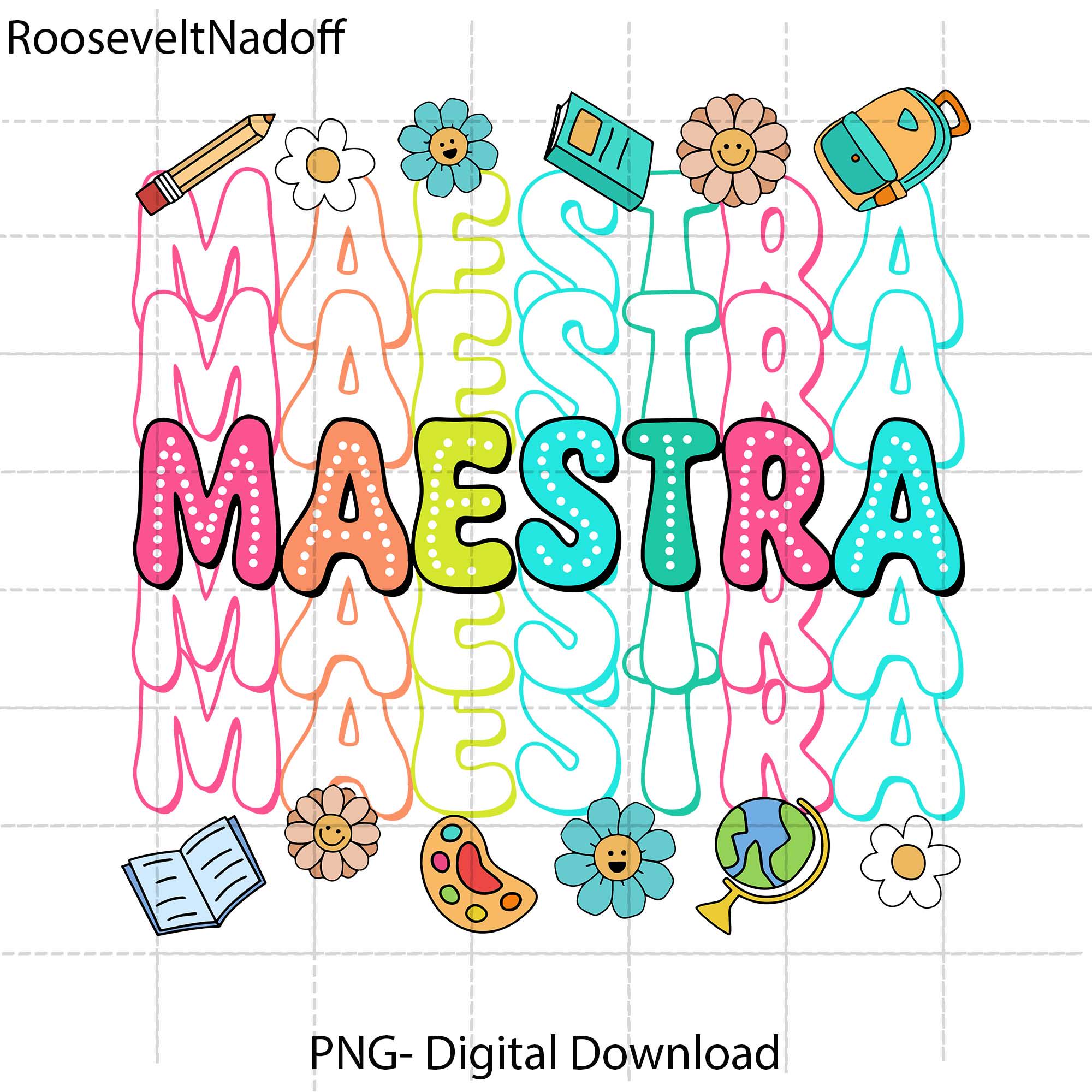 Retro Maestra Word Png, Teacher Life Png, Profesora de Español, Regreso ...