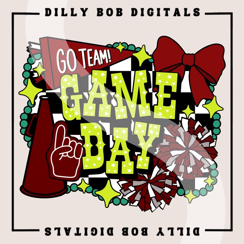 Maroon Game Day Cheerleading PNG Digital Download | Cheer Sublimation ...
