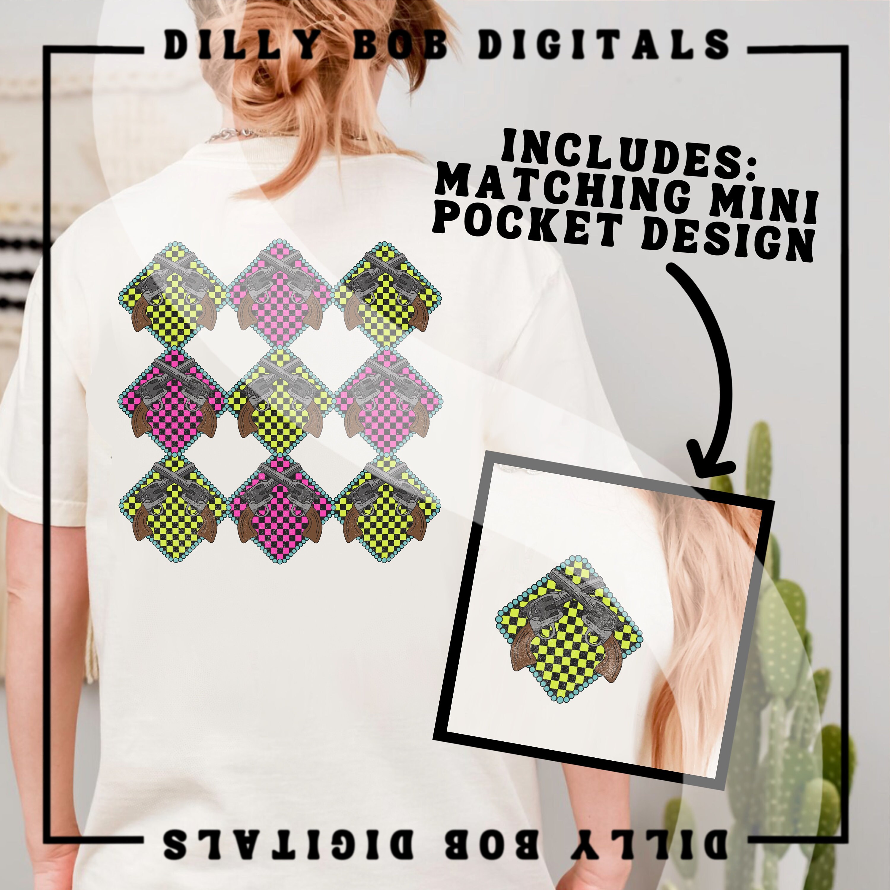 Checkered Pistol Pattern PNG Digital Download Bonus Design Checkered ...