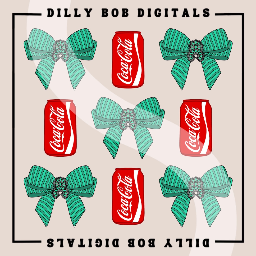 Coca-cola & Striped Turquoise Concho Bows PNG: Western Sublimation ...