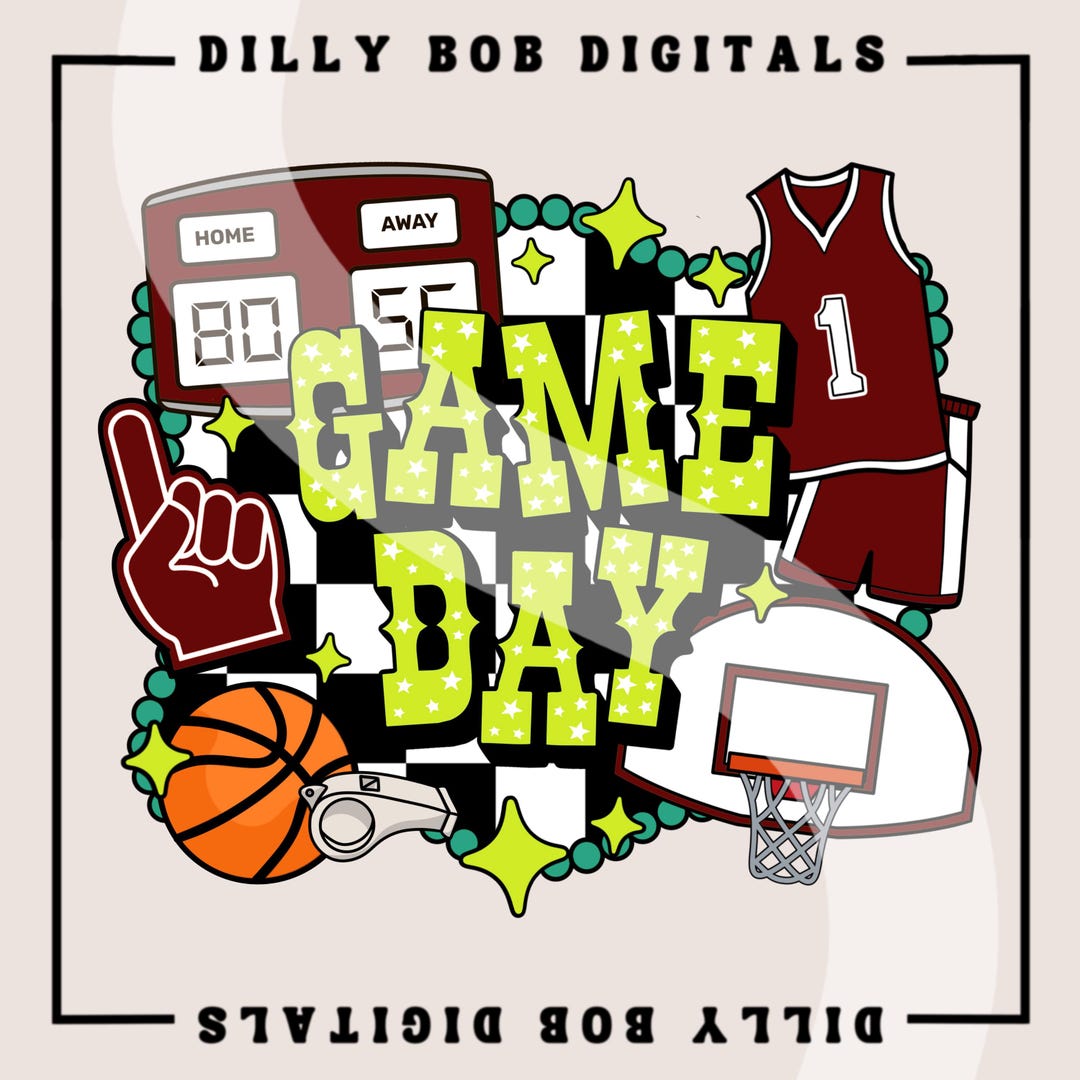 Maroon Basketball Game Day PNG: Sports Sublimation Design (digital ...