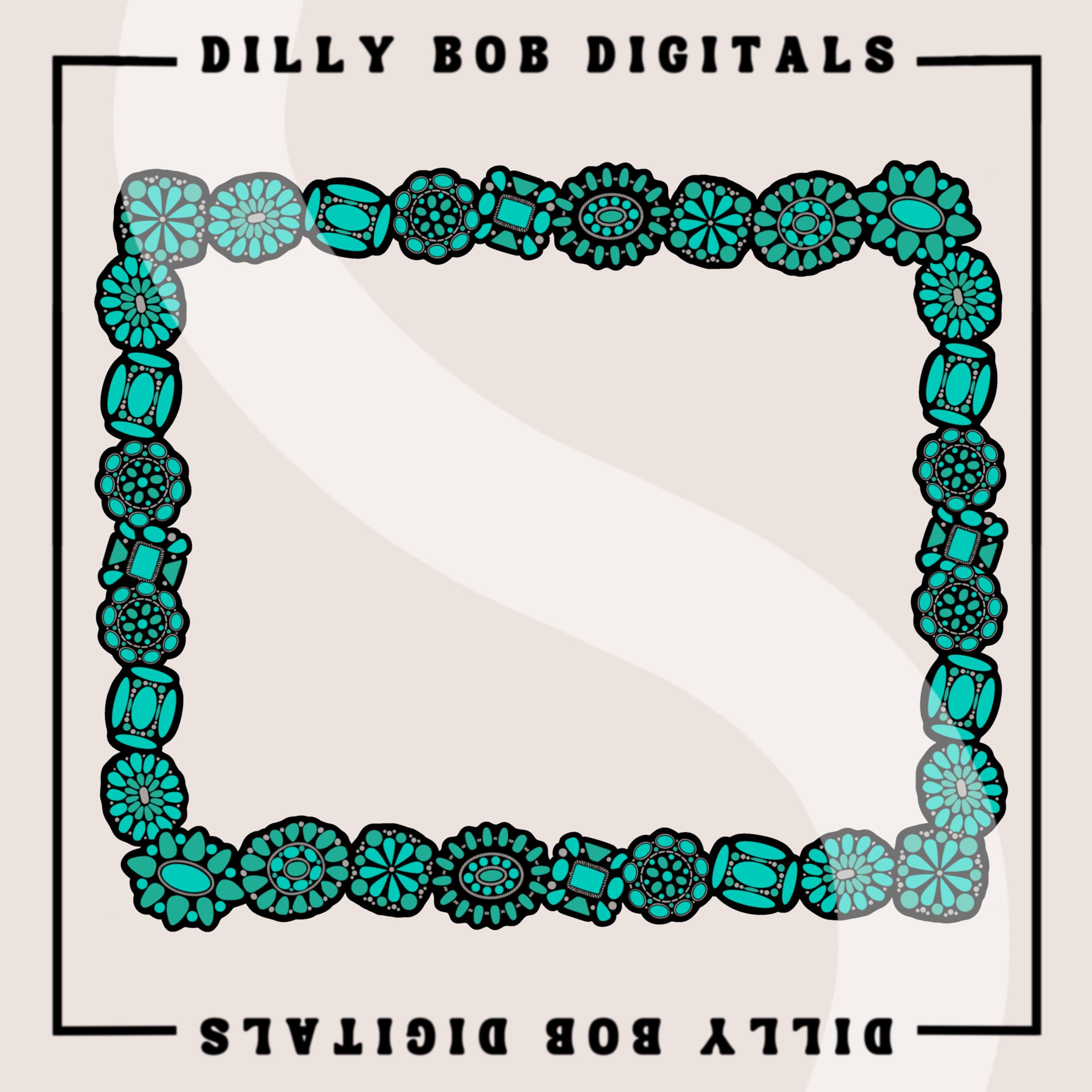 Turquoise Concho Frame PNG Digital Download | Design Elements | Western ...