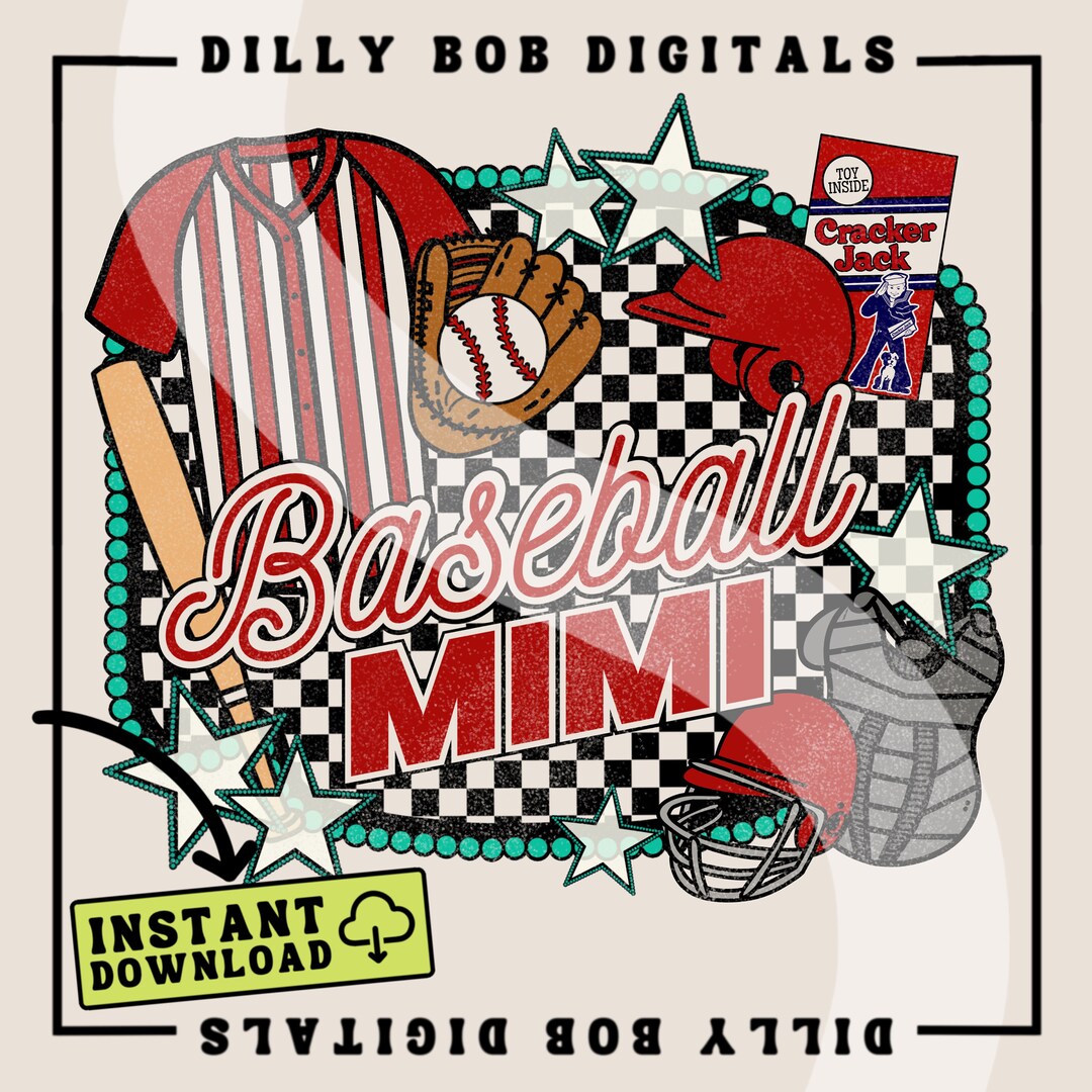 Red Baseball Mimi PNG: Sports Sublimation Design (digital Download) - Etsy