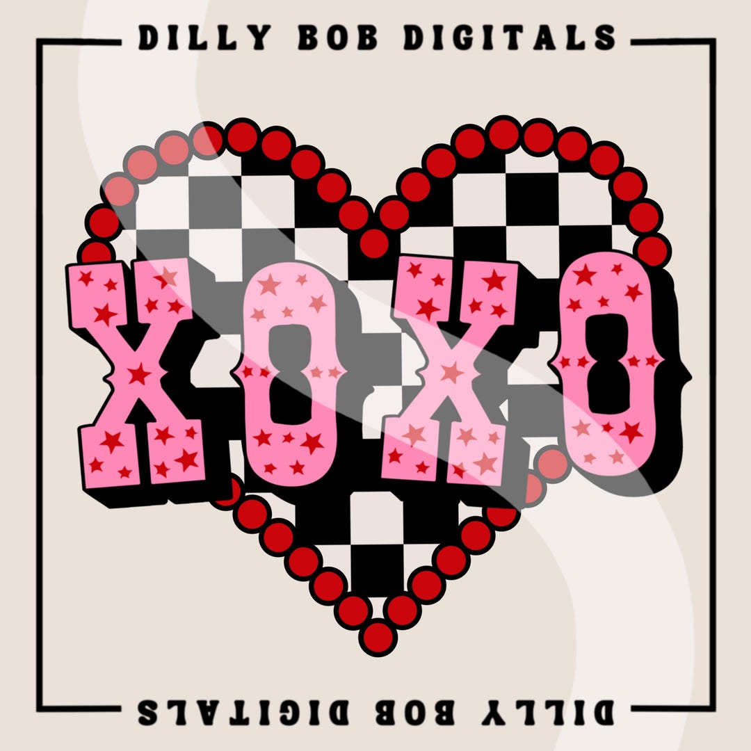 XOXO Checkered Heart PNG: Valentine's Day Sublimation Design (digital ...