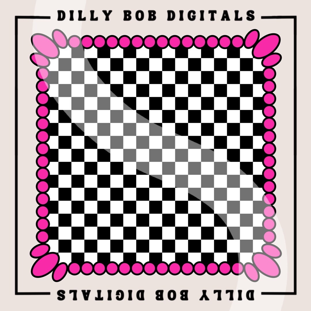 Hot Pink Square Beaded Checkered Frame PNG: Western Sublimation Design ...